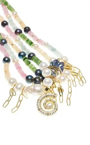 JOIE DIGIOVANNI Seashell 18k Gold Morganite And Pearl Choker