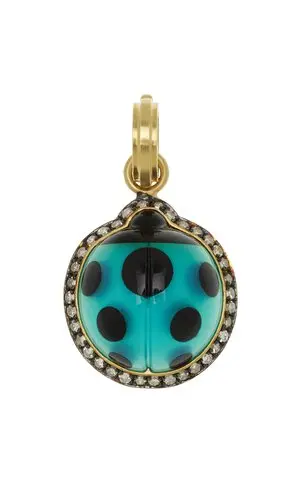 SYLVA & CIE Ladybug 18k Yellow Gold Agate Pendant - Blue