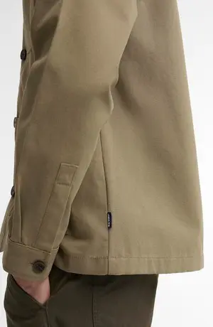 Barbour Tartan Trim Washed Cotton Shirt Jacket - Mushroom
