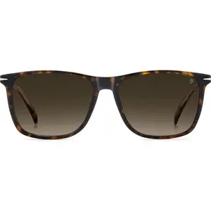 DB EYEWEAR BY DAVID BECKHAM 1219/s/us 57mm Gradient Rectangular Sunglasses - Havana/brown Sf