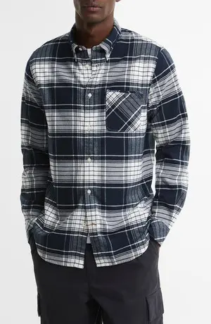 Barbour Embergate Tailored Plaid Cotton Shirt - Navy