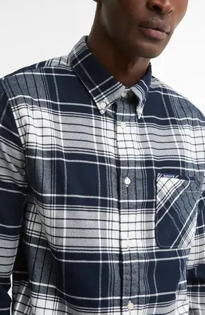 Barbour Embergate Tailored Plaid Cotton Shirt - Navy