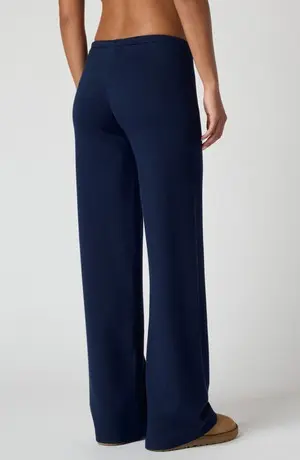 FLORENCE BY MILLS Wide Leg Jersey Rib Sweatpants - Navy