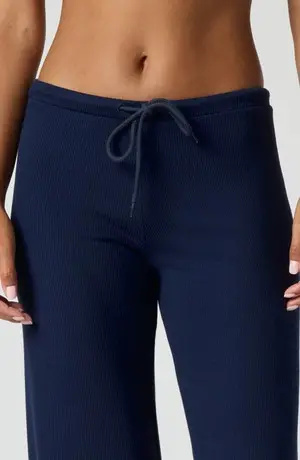 FLORENCE BY MILLS Wide Leg Jersey Rib Sweatpants - Navy