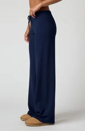 FLORENCE BY MILLS Wide Leg Jersey Rib Sweatpants - Navy