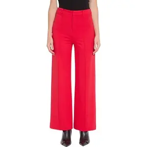 Lyssé Nadia Zip Front Wide Leg Ponte Trousers - Rouge