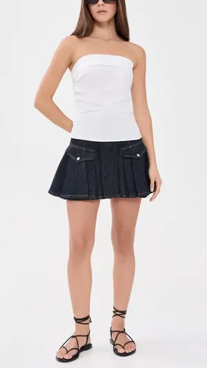 Alice + Olivia Trinity Denim Ruffle Skirt