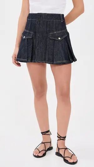 Alice + Olivia Trinity Denim Ruffle Skirt - Stace Face
