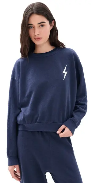 Aviator Nation Bolt Stitch Crew Sweatshirt - Navy/white