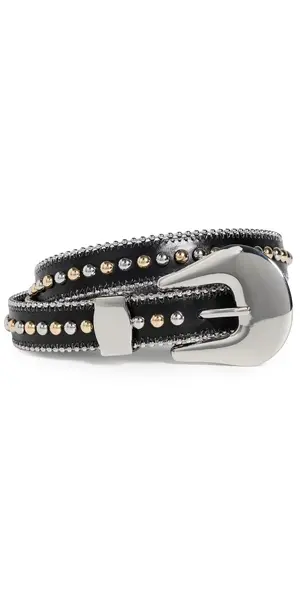 B-low The Belt Barcelona Studded Leather Belt - Black Silver