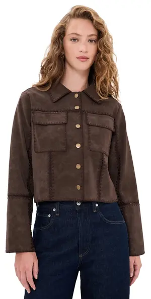 EN SAISON Pauline Cropped Jacket - Dark Brown