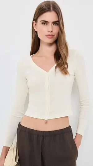 ENZA COSTA Supima Cotton V Neck Cardigan