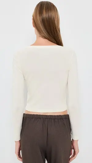 Enza Costa Supima Cotton V Neck Cardigan