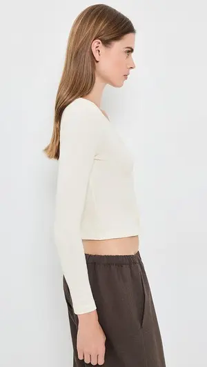 Enza Costa Supima Cotton V Neck Cardigan