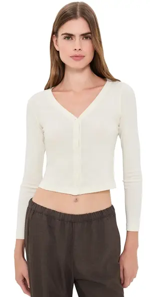 ENZA COSTA Supima Cotton V Neck Cardigan