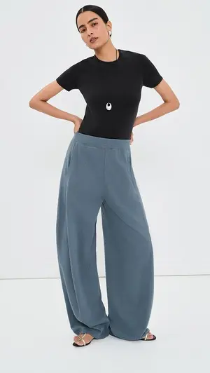 Tibi Feather Weight Viscose Neoprene Short Sleeve Tee