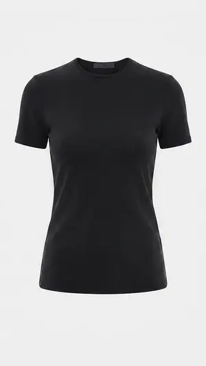 Tibi Feather Weight Viscose Neoprene Short Sleeve Tee