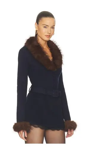 SELF-PORTRAIT Faux Fur Knit Cardigan