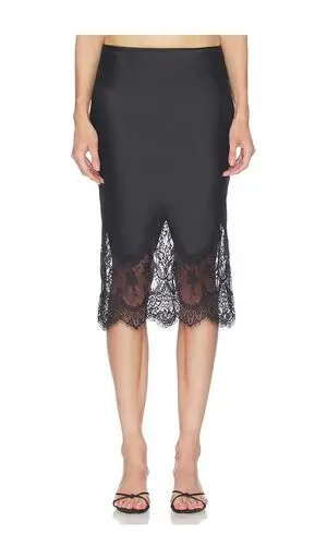 Norma Kamali Lace Trim Slip Skirt