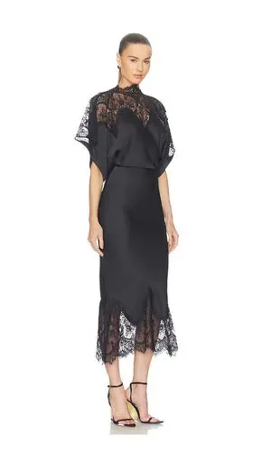 Norma Kamali Reverse Obie Midcalf Dress With Lace