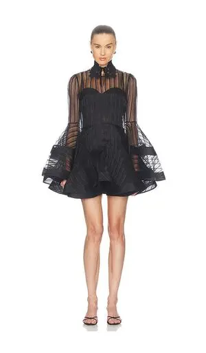Zimmermann Valiant Lantern Mini Dress - Black