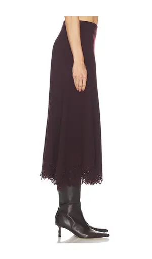 Zimmermann Valiant Merino Lace Skirt In Burgundy