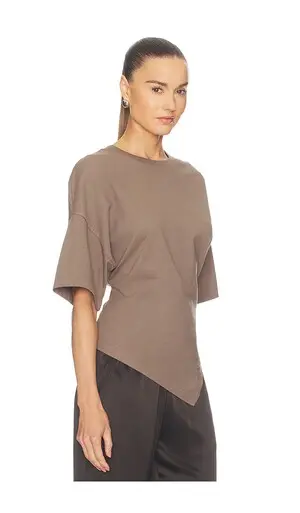 Enza Costa Supima Structured Jersey Assymetrical Tee In Tan