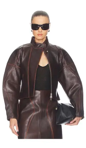 Helmut Lang Leather Jacket In Brown