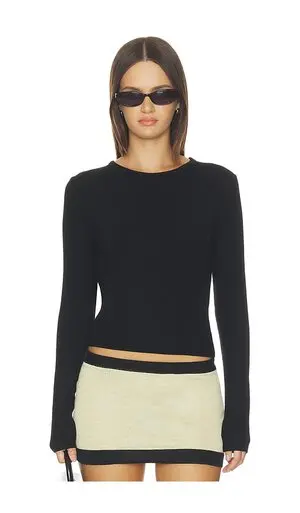 ELODIE THE LABEL Noir Lace Back Ribbed Top