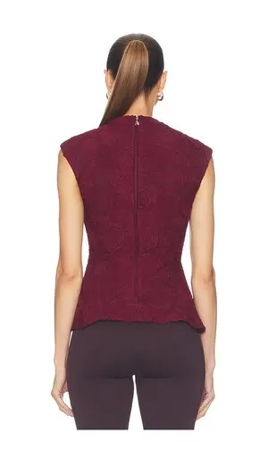 ROTATE BY BIRGER CHRISTENSEN Flower Mesh Top In Burgundy
