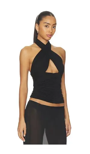 Misha Collection Twist Jersey Halterneck Top