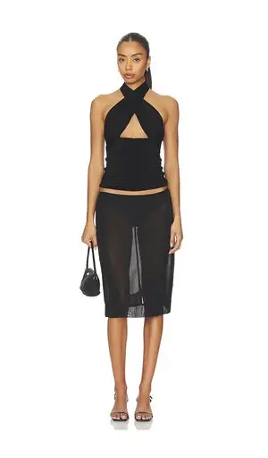 Misha Collection Twist Jersey Halterneck Top