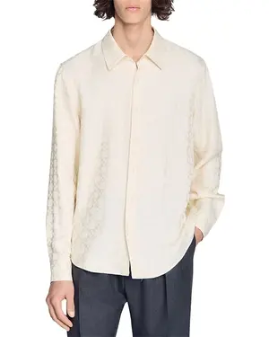 Sandro Jacquard Square Cross Loose Fit Shirt