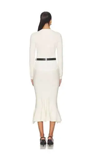 SELF-PORTRAIT Knit Denim Insert Midi Dress