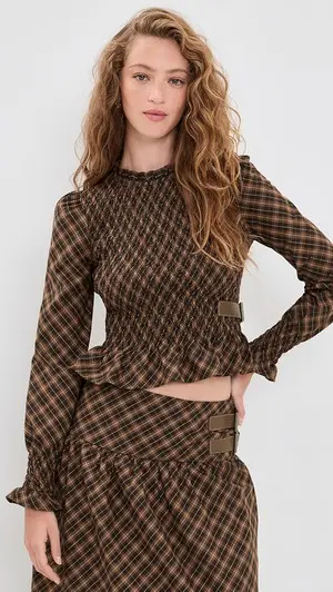 HOUSE OF SUNNY Check Ruched Top