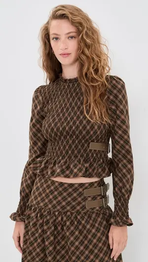 HOUSE OF SUNNY Check Ruched Top