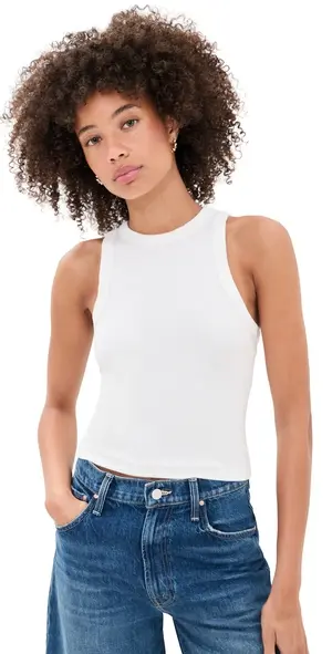 Marine Layer Lexi Rib Sun-in Crop Tank Top - White
