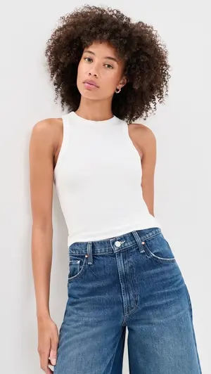 Marine Layer Lexi Rib Sun-in Crop Tank Top - White