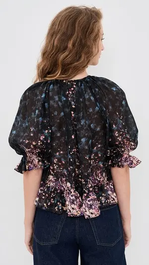 Ulla Johnson Elise Short Sleeve Silk Blouse