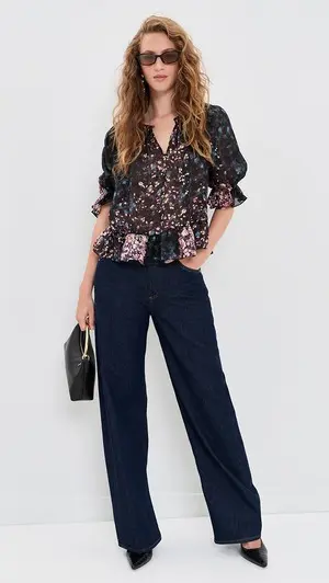 Ulla Johnson Elise Short Sleeve Silk Blouse