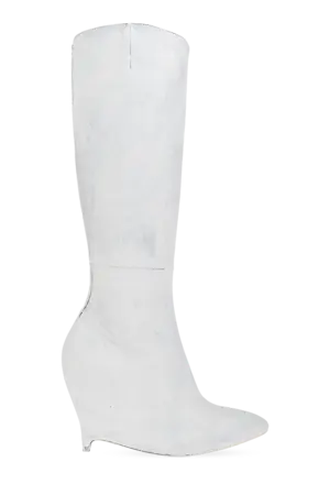 MAISON MARGIELA Leather Wedge Heel Boots - White