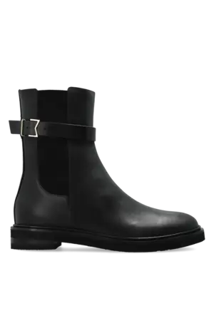 Max Mara Apio' Leather Ankle Boots With Buckle Detail - Black