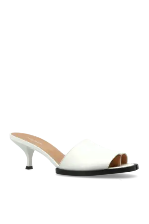MAISON MARGIELA Leather Heeled Mules With ‘tabi’ Cut-out - White