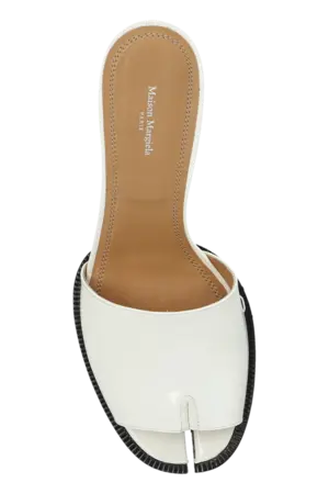 MAISON MARGIELA Leather Heeled Mules With ‘tabi’ Cut-out - White