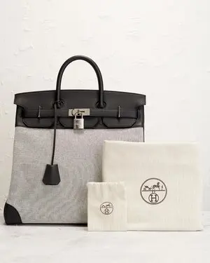 FWRD RENEW Hermes Toile &amp; Evercolor Haut A Courroies Birkin 40 Handbag - Noir