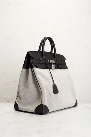 Hermès Toile & Evercolor Haut A Courroies Birkin 40 Handbag - Noir