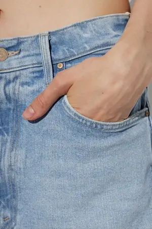 MOTHER The Whole Lot Zip Fray" Denim Shorts