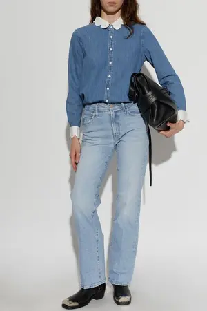MOTHER The Frilly Foxy Boxy Denim Shirt