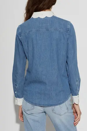 MOTHER The Frilly Foxy Boxy Denim Shirt