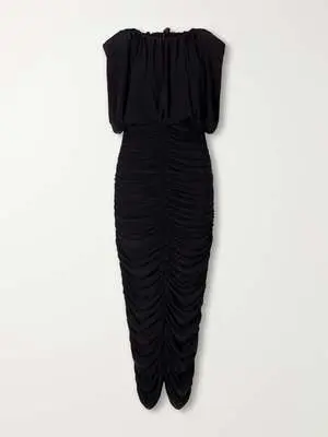Aje Lunaria Gathered Belted Jersey Midi Dress - Black